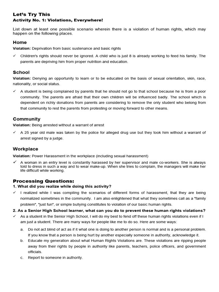 HG-G12-Q3-Module-6 - ANSWER KEY | PDF | Sexual Harassment | Employment