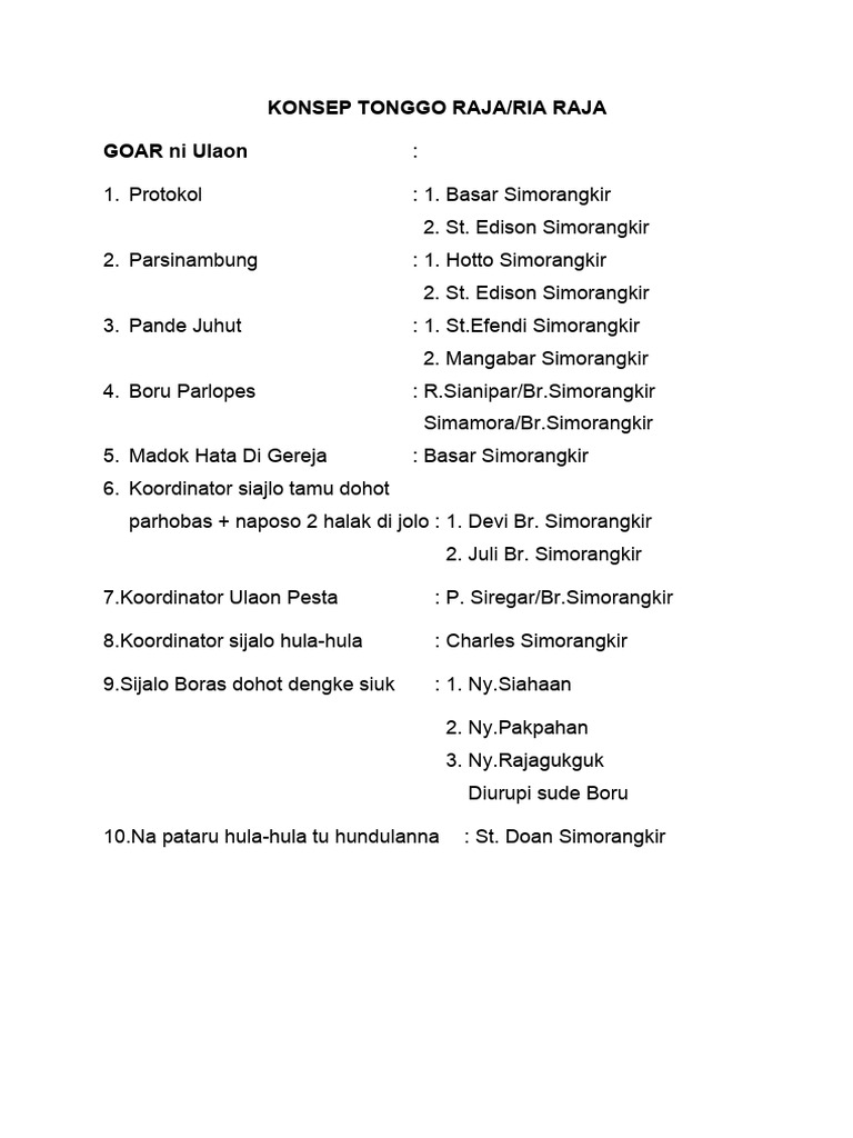 Konsep Tonggo Raja | PDF