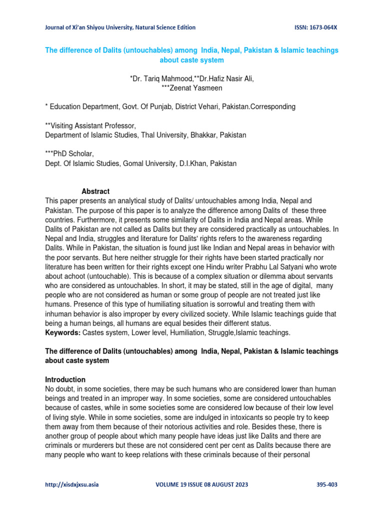 The Difference of Dalits | PDF | Dalit | Pakistan