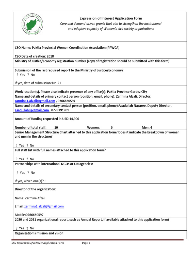 ACBAR Expression of Interest Application Form - July 2022 - Revised ...