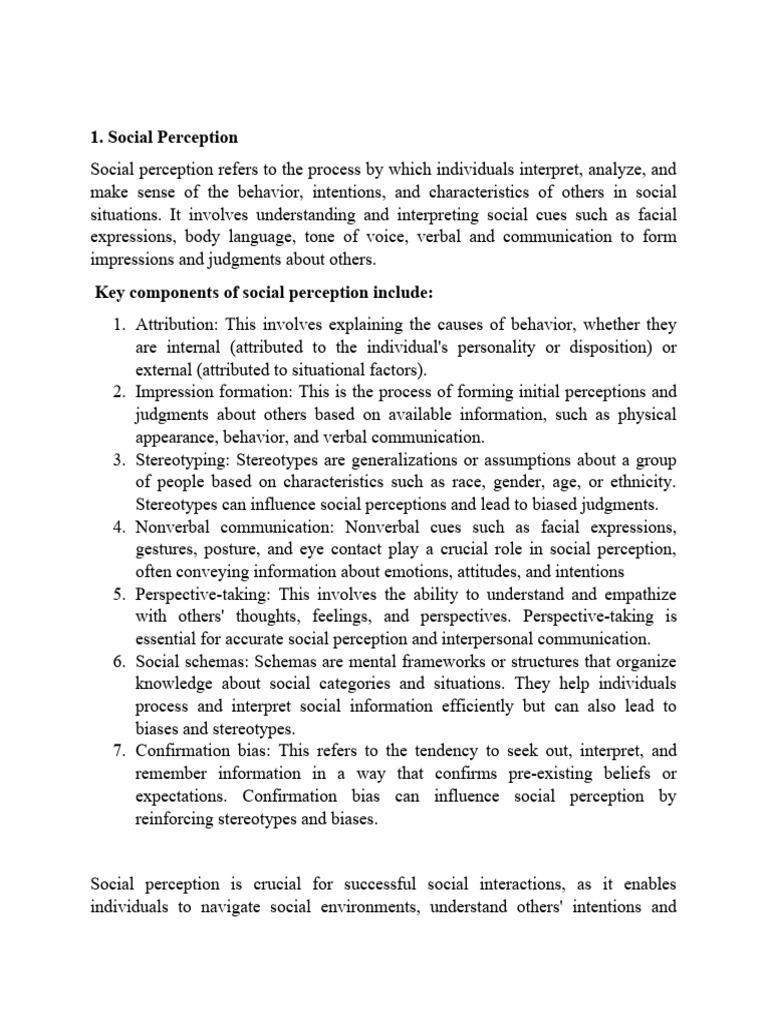 Social Perception | PDF | Self Concept | Self Esteem Social Perception | PDF | Self Concept | Self Esteem