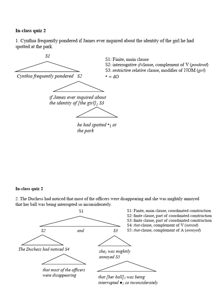 EL024 Syntax - Inclass Quiz 2 AK | PDF | Clause | Syntax