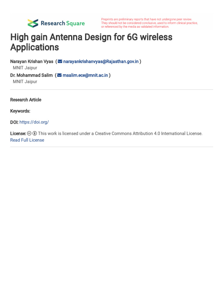 High Gain Antenna Design For 6G Wireless Applicati | Download Free PDF ...