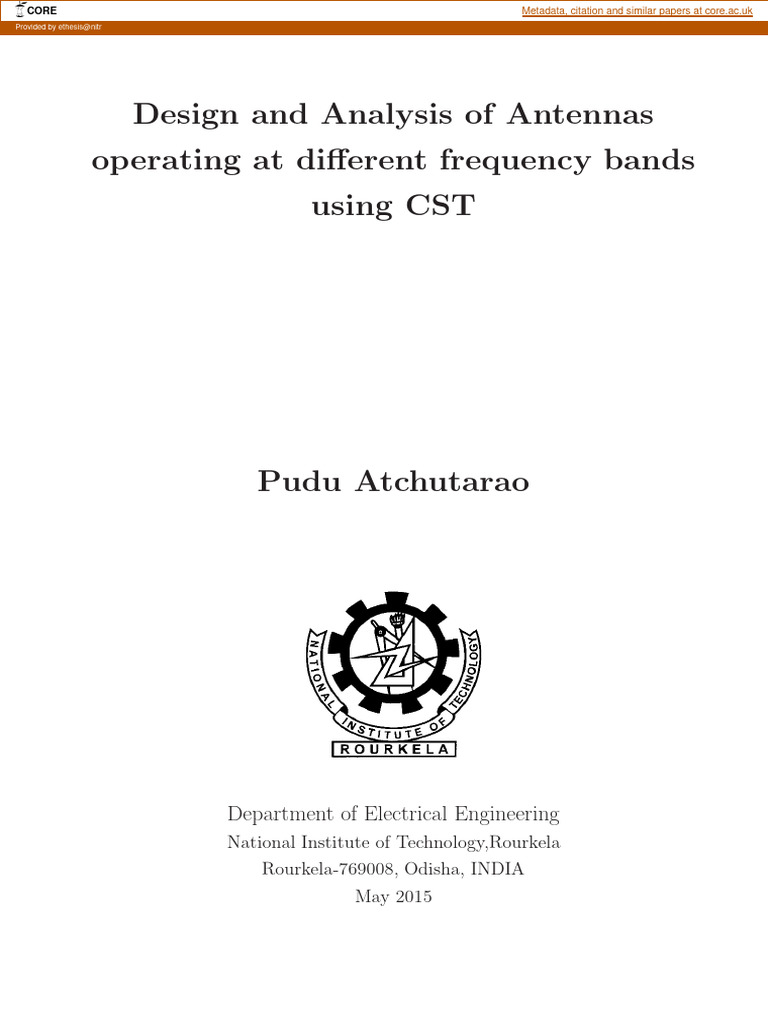 Design and Analysis of Antennas Operating Ar Different Frequency Bands Using CST | PDF