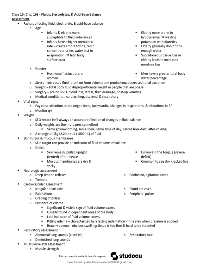 Medical Surgical Nursing Fluids Electrolytes Acid Base Imbalance | PDF ...