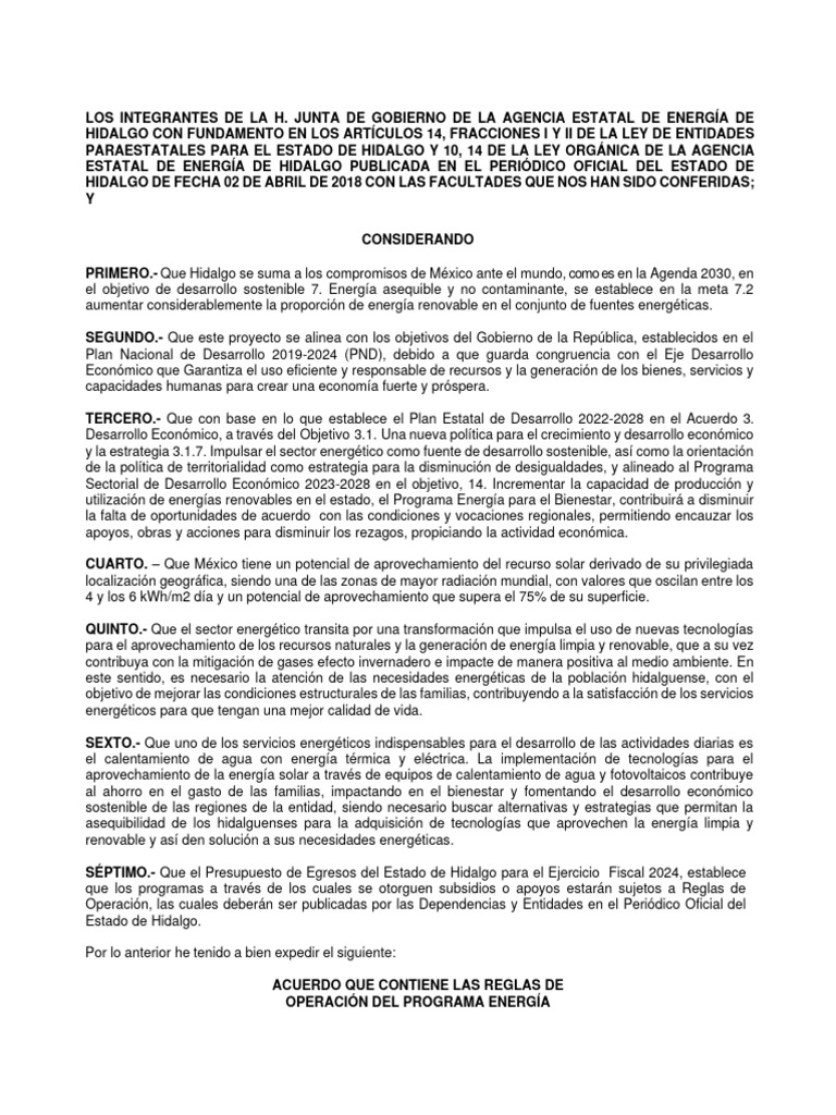 Reglas de Operacion Energía para El Bienestar - VoBo SEDECO-COEMERE-Hacienda-UPLAPH 30.01.2024 | PDF
