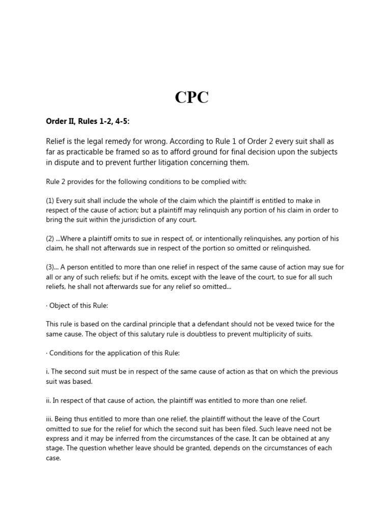 CPC Class Notes 10 | PDF | Lawsuit | Legal Remedy