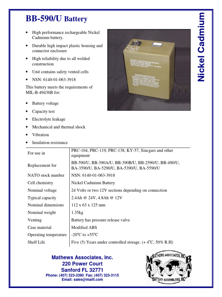 BB-590/U Battery Specifications | PDF