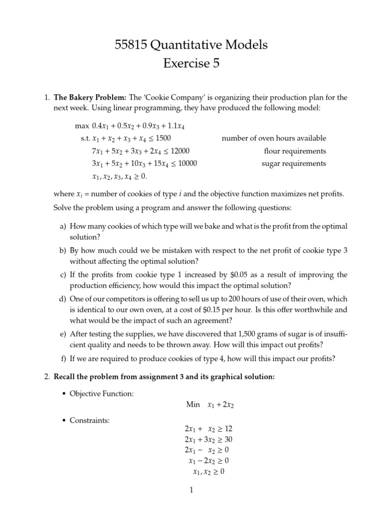 Quantitative Models Assignment 5 | PDF | Mathematical Optimization ...