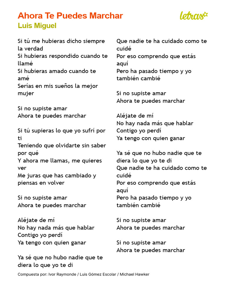 Ahora Te Puedes Marchar - Luis Miguel | PDF