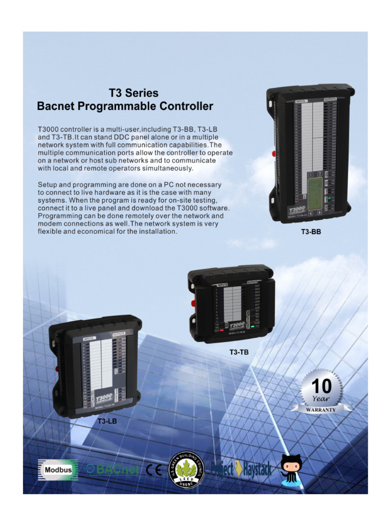 T3000 Bacnet Programmable Controller Series - Rev5 | PDF