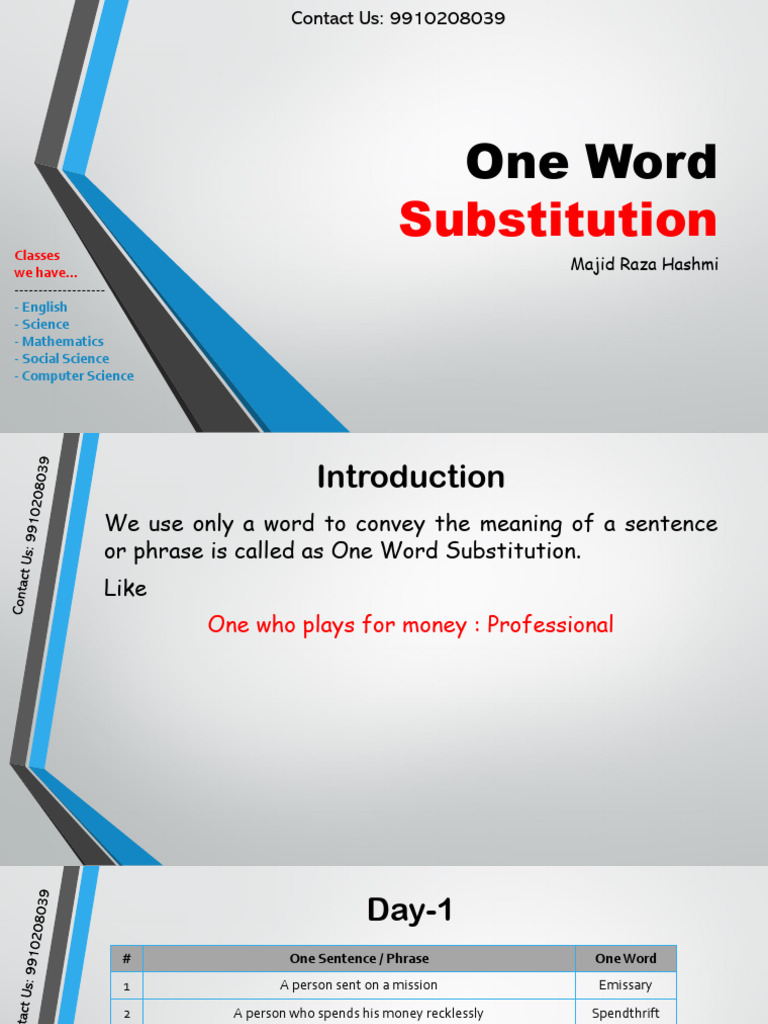 One Word Substitutions Guide | PDF