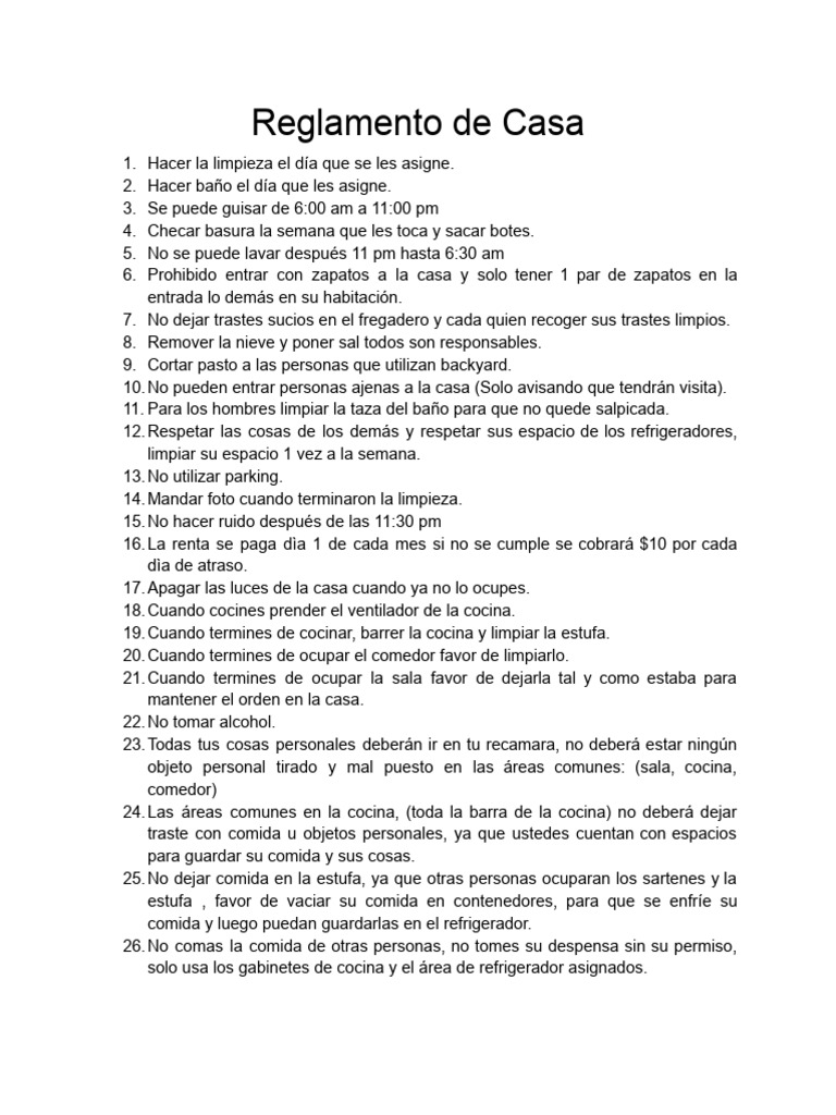 Reglamento de Casa | PDF