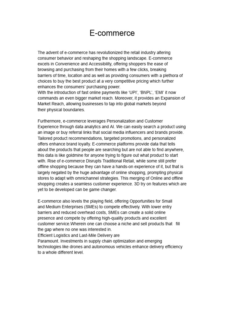 E Commerce | Download Free PDF | E Commerce | Retail