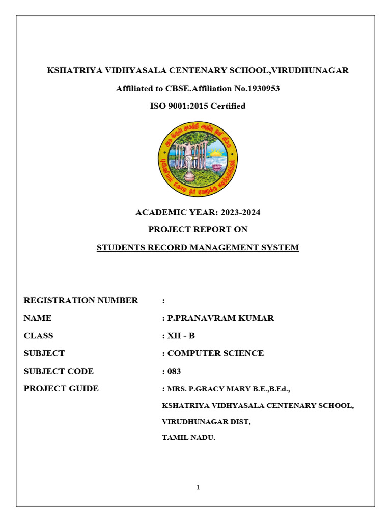 Student Record Management System | PDF | Databases | Computer Science Student Record Management System | PDF | Databases | Computer Science