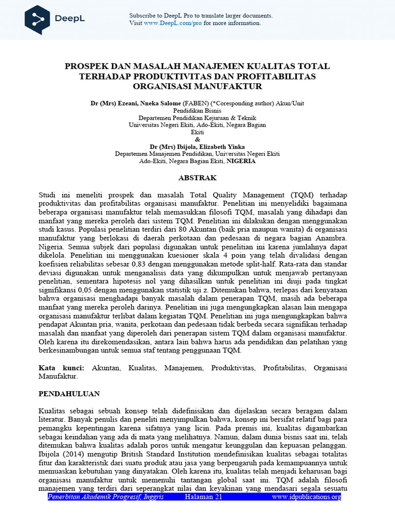 Prospoect and Problems of TQM Id | PDF
