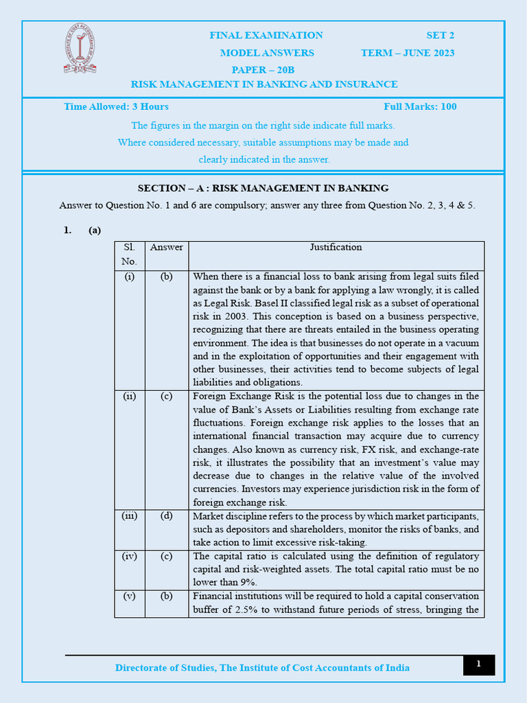 Paper20B Set2 Sol | PDF | Insurance | Capital Adequacy Ratio