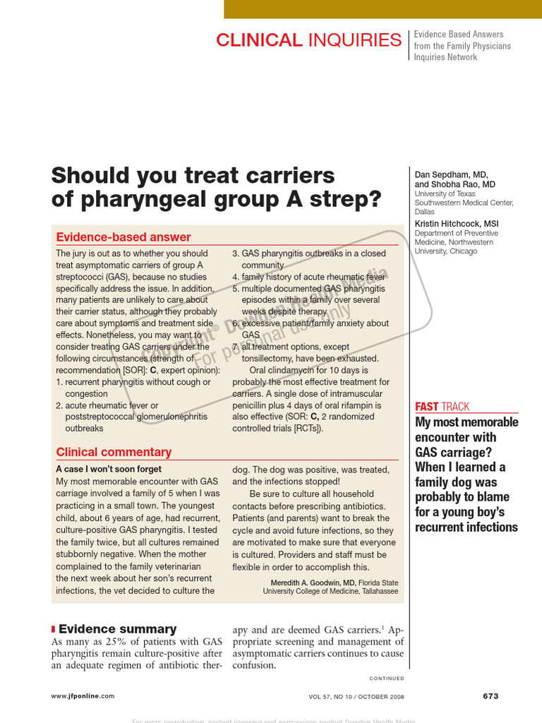 GAS Carriers | PDF | Infection | Medicine