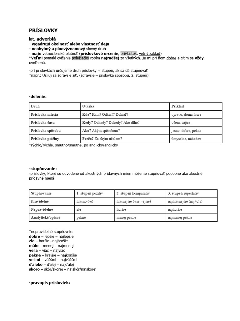 Príslovky | PDF