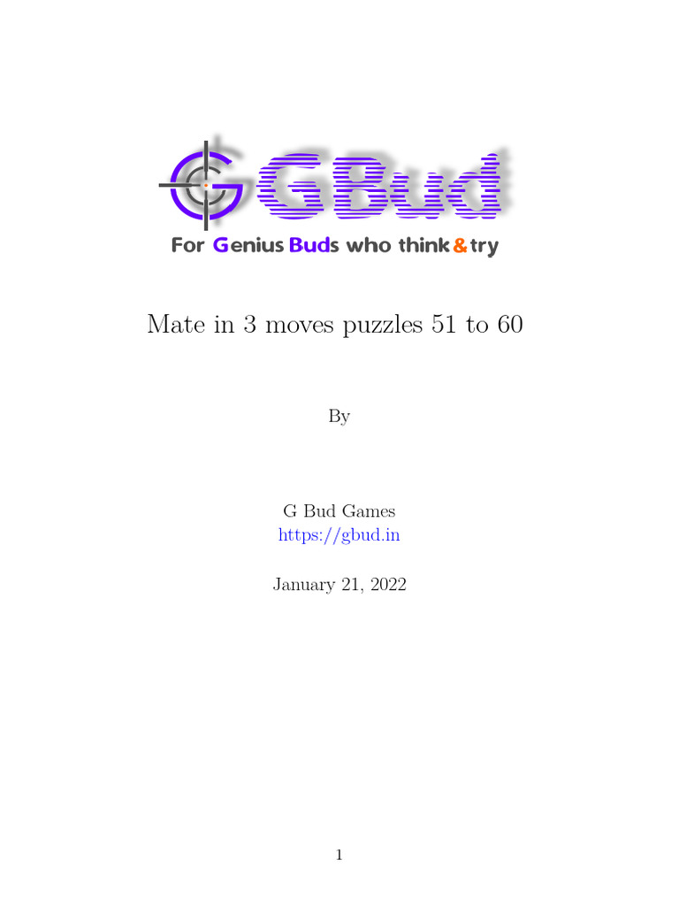 Mate in 3 Puzzles 51 To 60 | PDF | Chess | Software