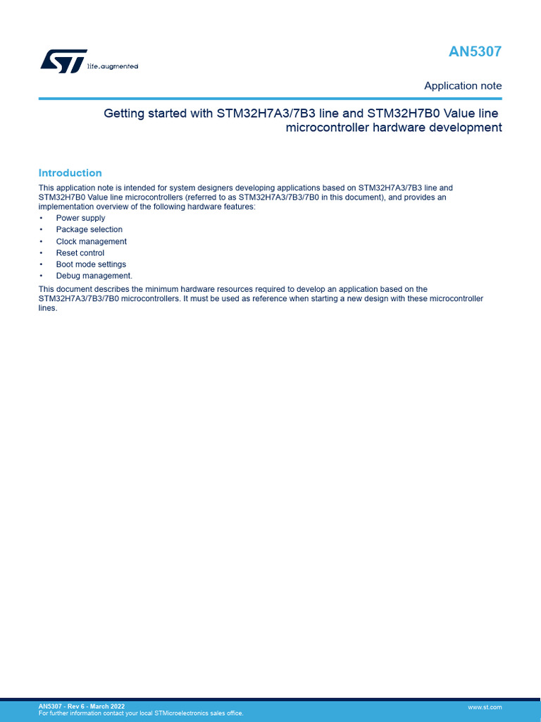 An5307 Getting Started With Stm32h7a37b3 Line and stm32h7b0 Value Line Microcontroller Hardware ...