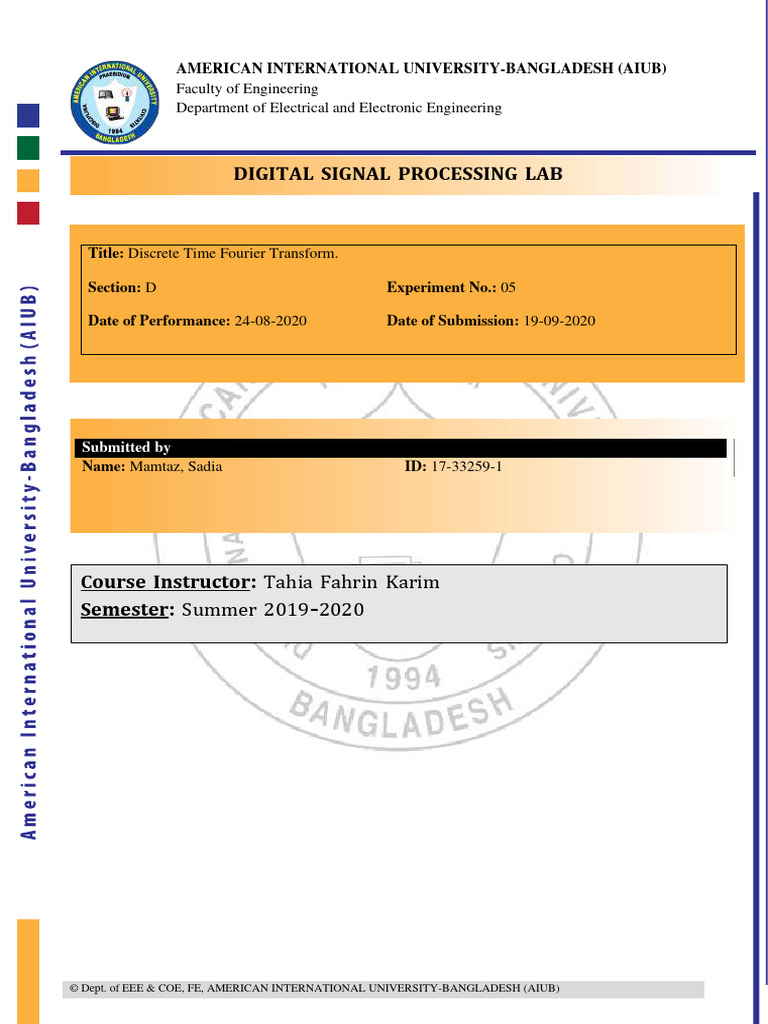 DSP Lab Report 05 - ACS | PDF
