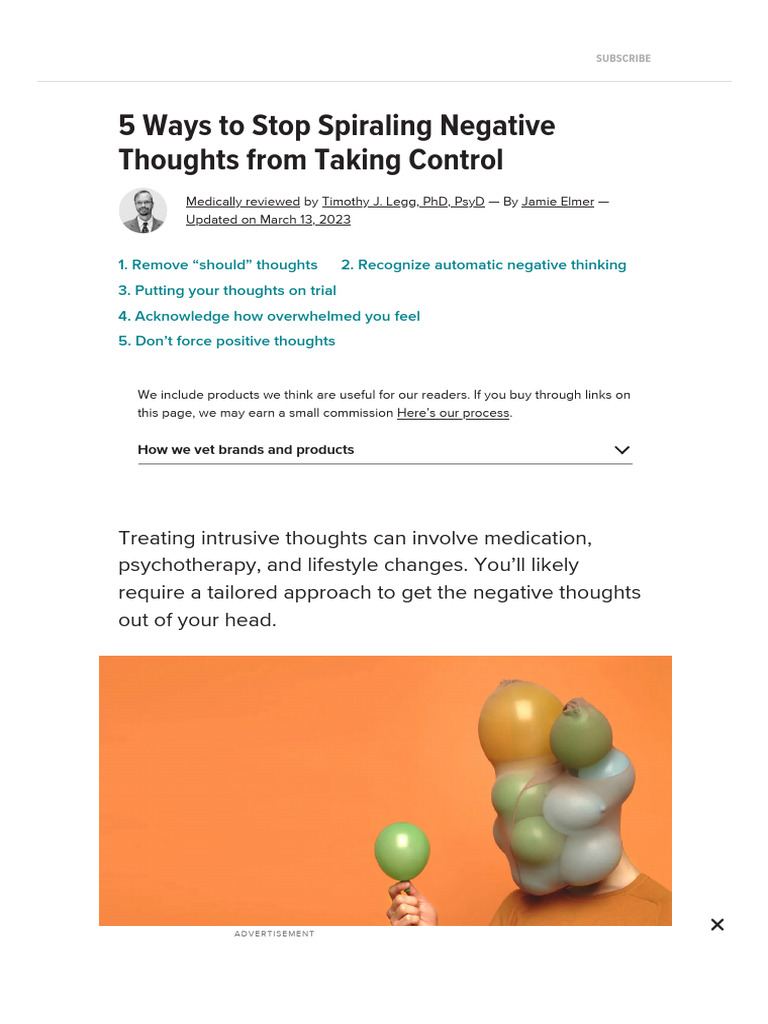 Automatic Negative Thinking - 5 Ways To Stop These Invading Thoughts | PDF