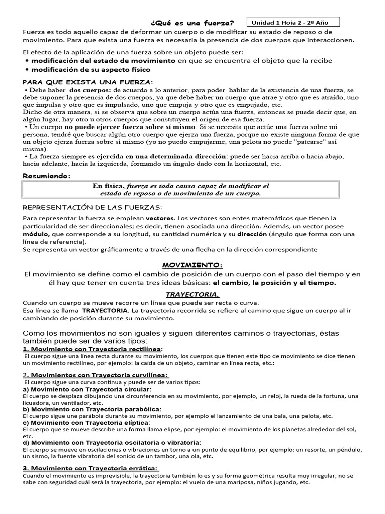 Fuerzas y Movimiento | PDF | Fuerza | Trayectoria