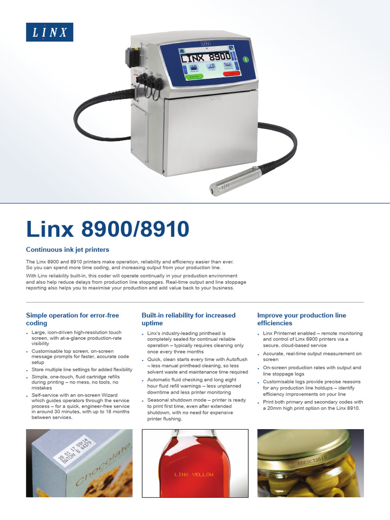 Linx 8900-8910 0319 M | PDF | Printer (Computing) | Computer Engineering