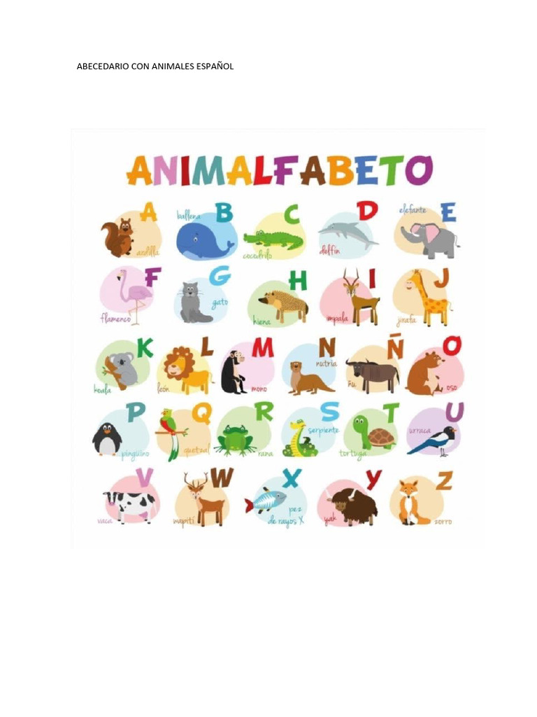 Abecedario Con Animales Español | PDF