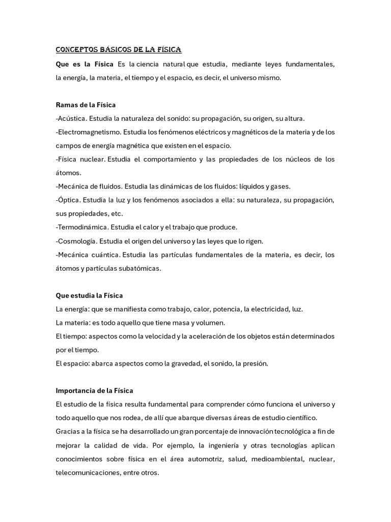 Conceptos Básicos de La Física | PDF