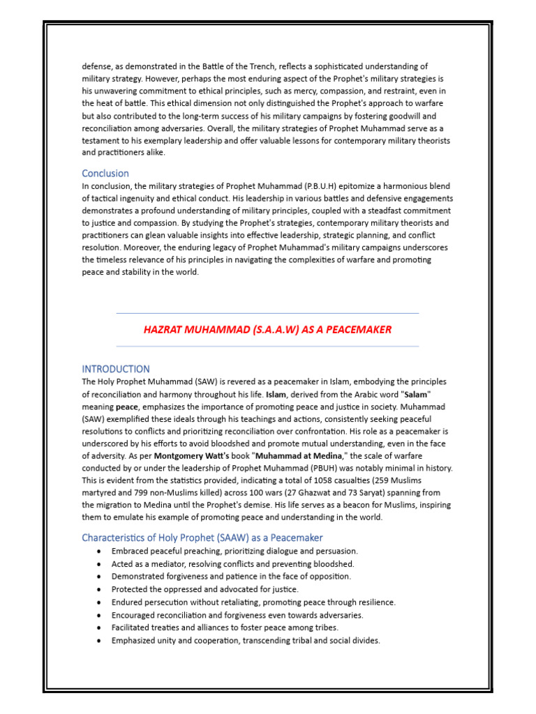 Holy Prophet As Peacemaker | PDF