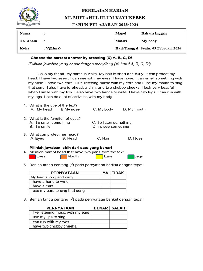 My Body | PDF | Human Anatomy | Human Head And Neck
