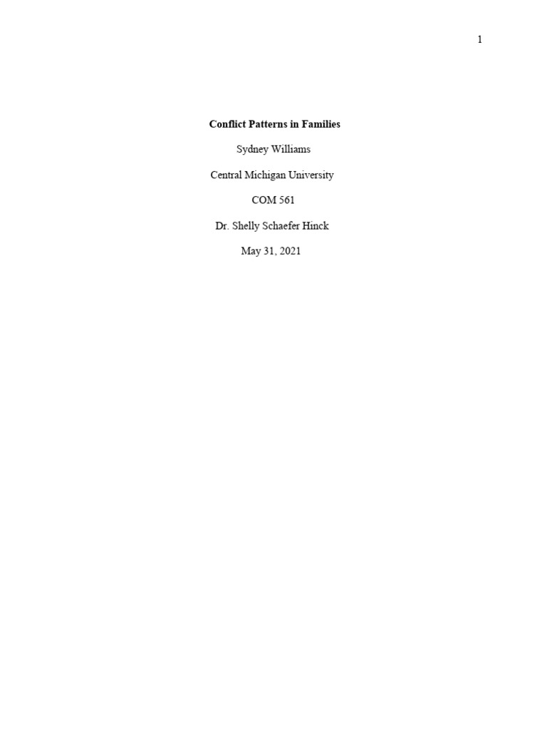 Conflict Patterns in Familes COM 561 | PDF