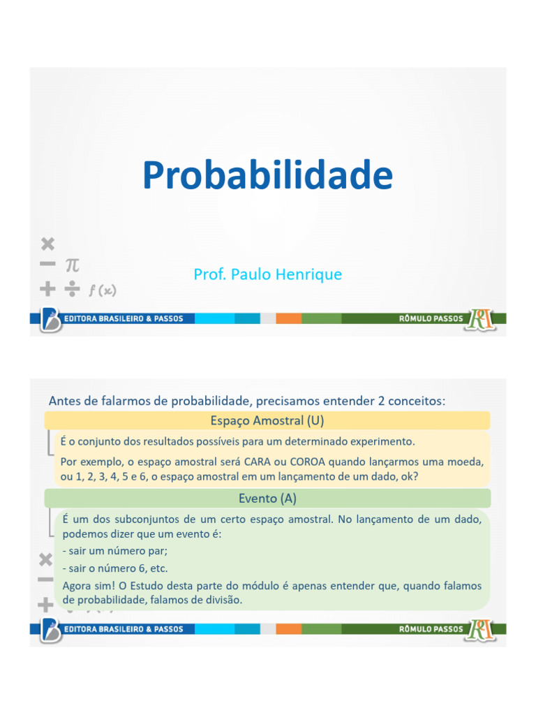 Fundamentos de Probabilidade e Exemplos | PDF | Probabilidade | Matemática
