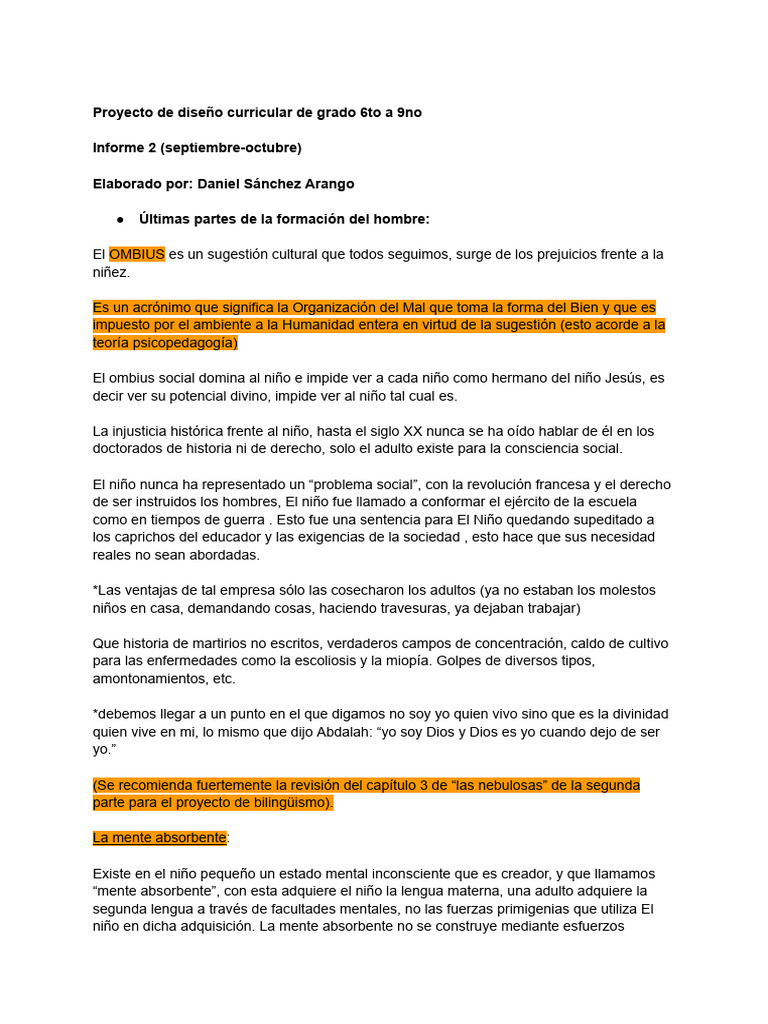 Informe 2 Educación Planetaria | Descargar gratis PDF | Mente | Memoria