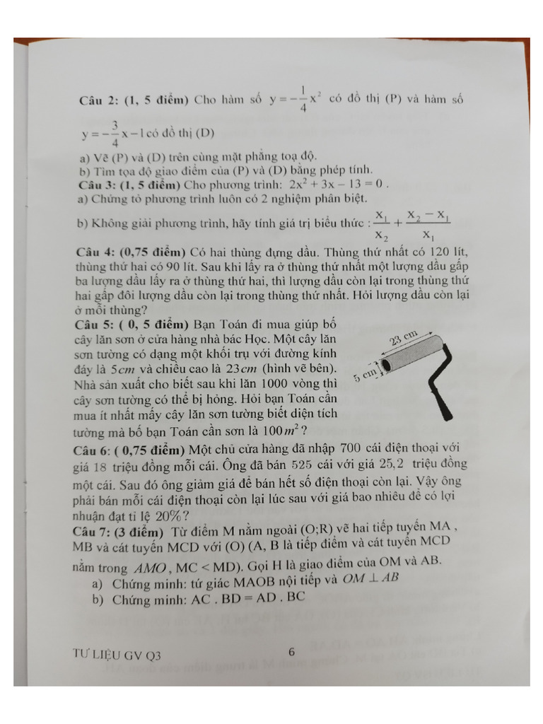 Toan 9 Giua HK2 2022 | PDF