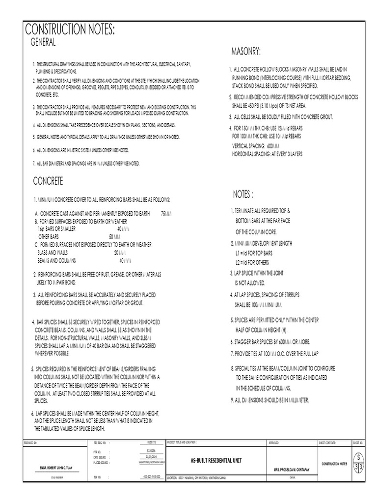 Construction Notes:: General Masonry | PDF | Concrete | Masonry