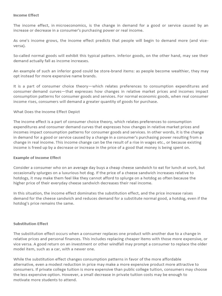 Understanding the Income Effect in Economics | PDF | Demand | Goods
