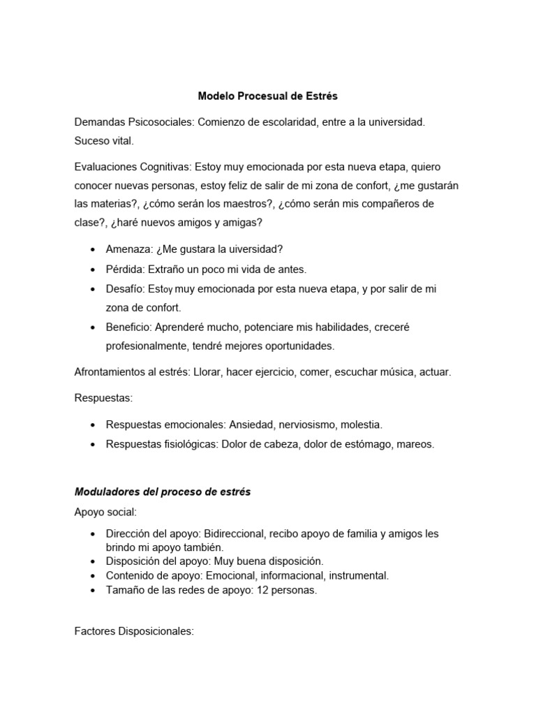 Modelo Procesual del Estrés Escolar | PDF