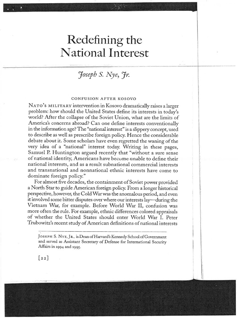 (ADSP 2) Redefining The National Interest - Joseph Nye | PDF