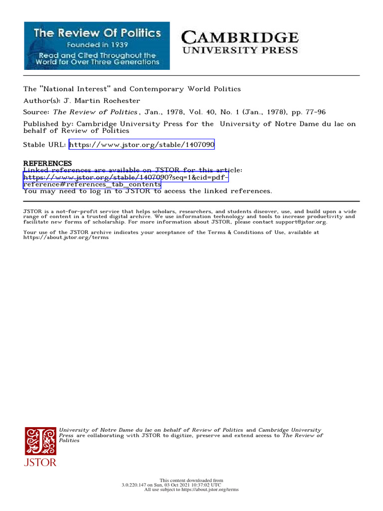 (ADSP 2) The - Natural Interests - and World Politics - Rochester | PDF