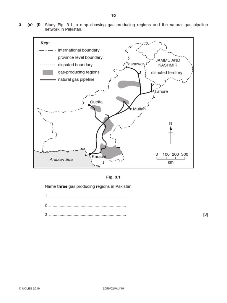 10 3 (A) (I) Study Fig. 3.1, A Map Showing Gas Producing Regions and ...