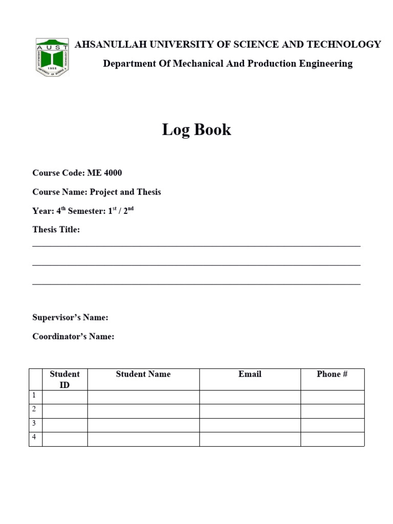 Log Book Template | PDF | Computing