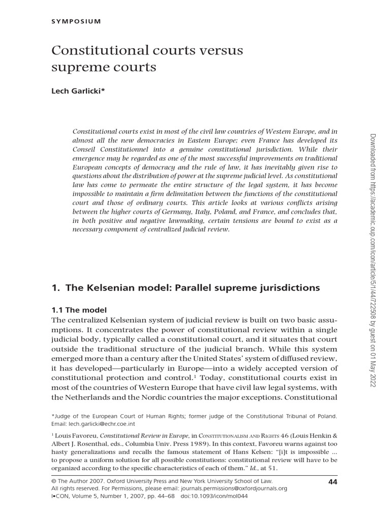 Constitutional Courts Versus Supreme Courts | PDF | Supreme Courts ...