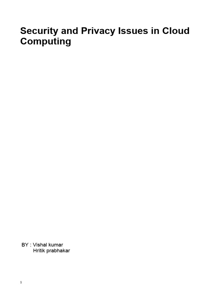 Security and Privacy Issues in Cloud Computing | PDF | Cloud Computing | Software As A Service