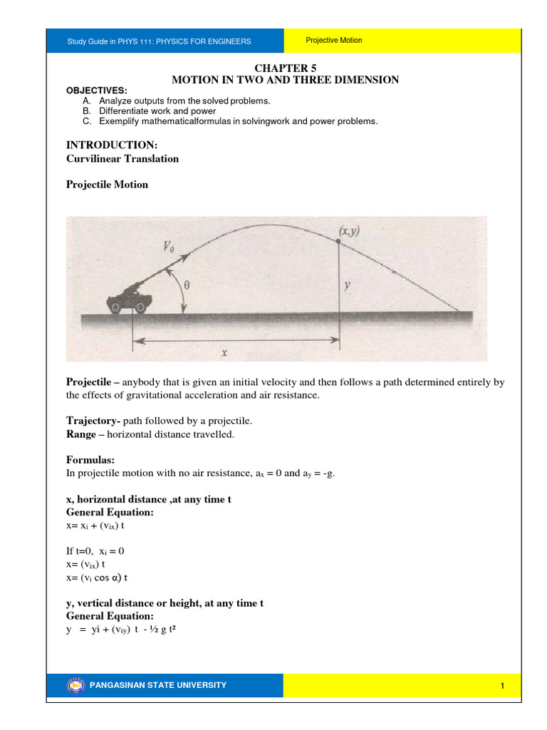 CHAPTER 5 Projectile Motion | PDF | Mechanics | Applied And Interdisciplinary Physics