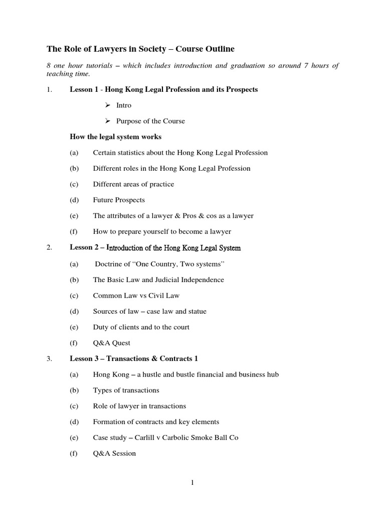 The Role of Lawyers in Society Content Summary | PDF