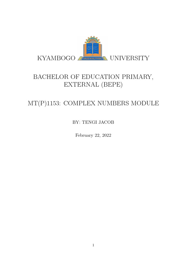 MT (P) 1153 Complex Numbers Module | Download Free PDF | Complex Number ...