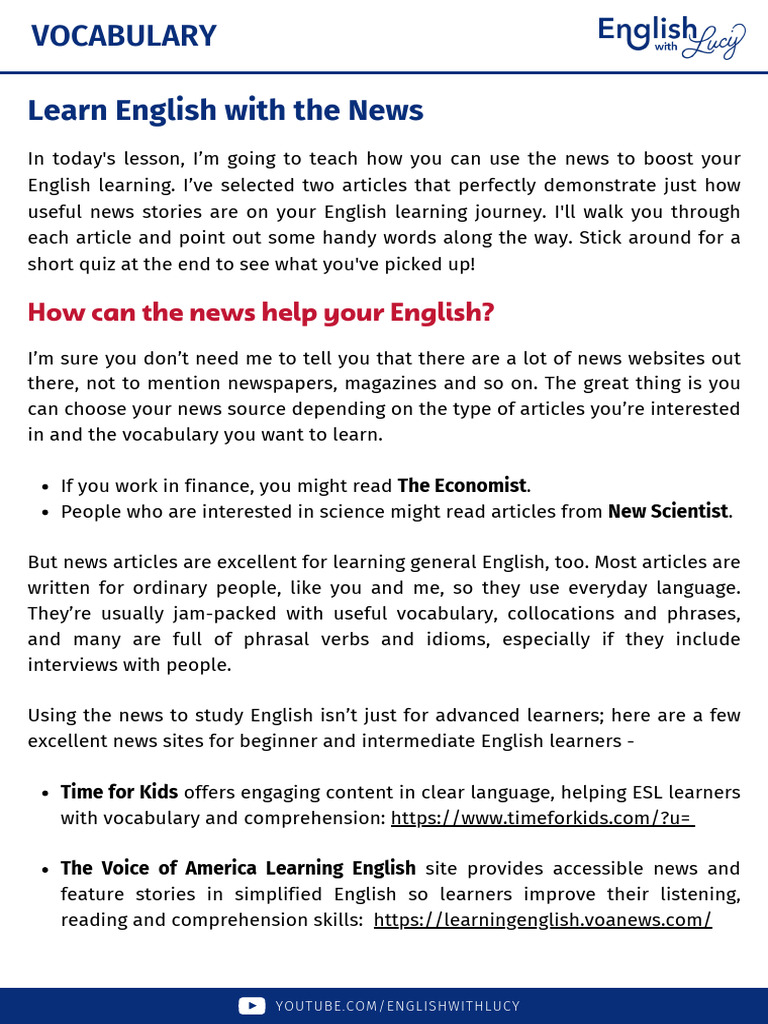 Learn English With The News PDF | PDF | English Language | Linguistics